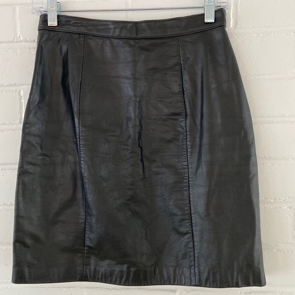 Black Leather Skirt, Classic Leather Skirt, Black Hol… - Gem
